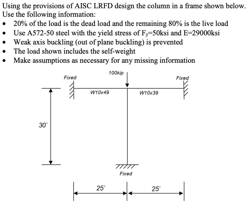 Solved Using the provisions of AISC LRFD design the column | Chegg.com