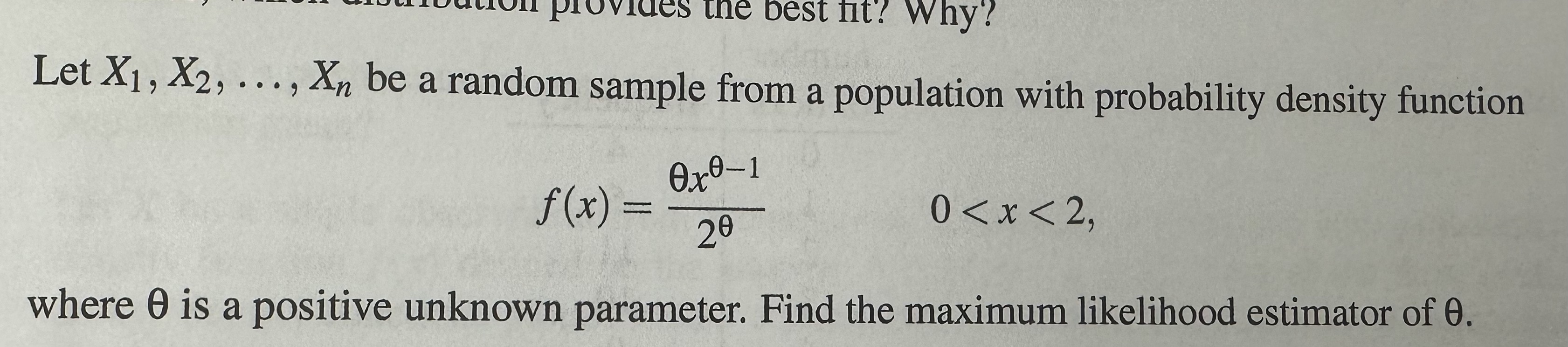 Solved Let X1,X2,…,Xn be a random sample from a population | Chegg.com