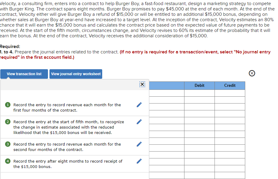 Solved Velocity, a consulting firm, enters into a contract | Chegg.com
