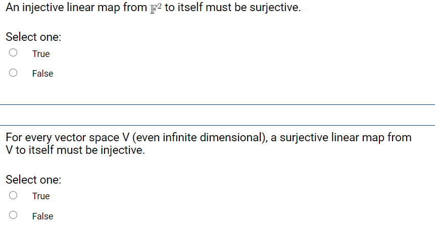 Solved An injective linear map from F2 to itself must be | Chegg.com