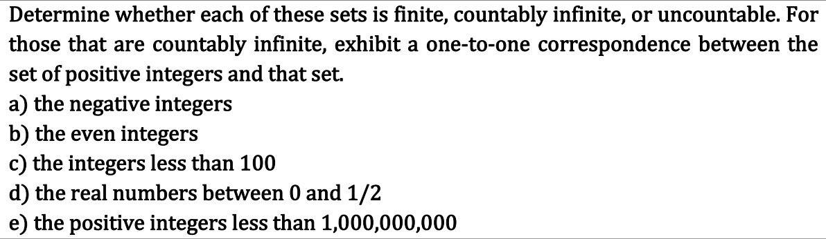 Solved Determine whether each of these sets is finite, | Chegg.com