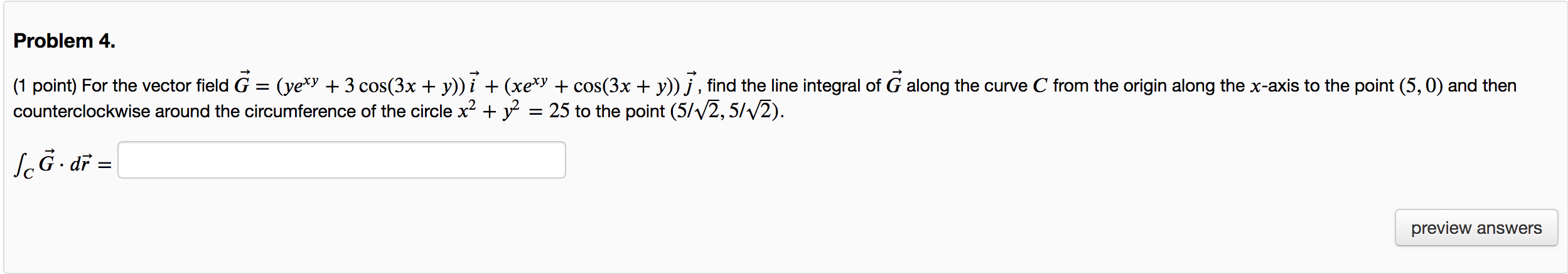 Solved 1 point) For the vector field | Chegg.com