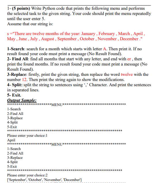 Solved 1- (5 points) Write Python code that prints the | Chegg.com