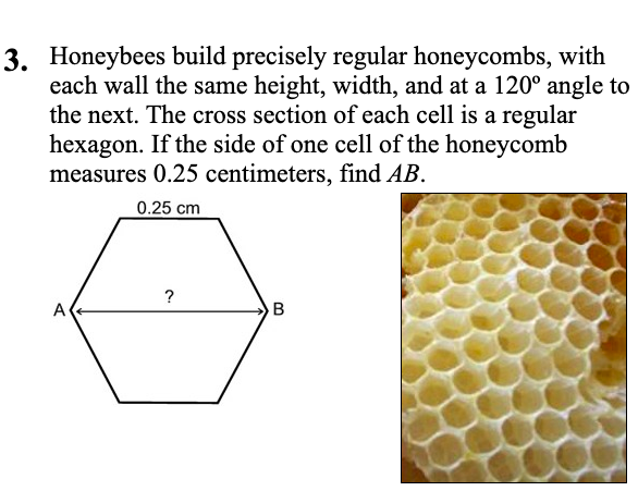 Solved 3. Honeybees build precisely regular honeycombs, with | Chegg.com