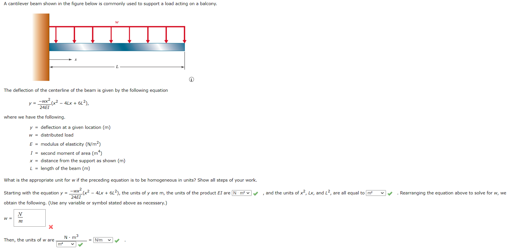 Solved The deflection of the centerline of the beam is given | Chegg.com