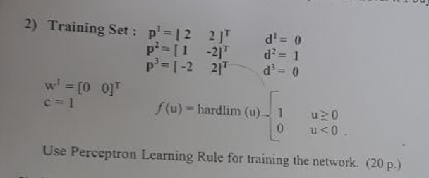 Solved 2) Training Set : | Chegg.com