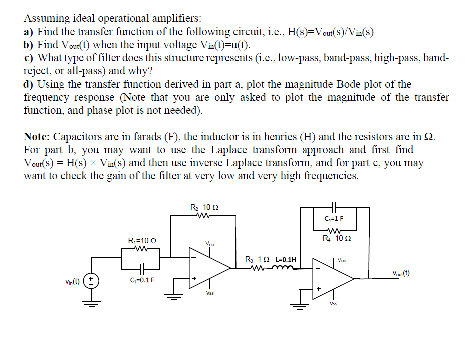 Solved Assuming ideal operational amplifiers: a) Find the | Chegg.com