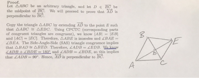 Solved Proof Let AABC be an arbitrary triangle, and let D E | Chegg.com