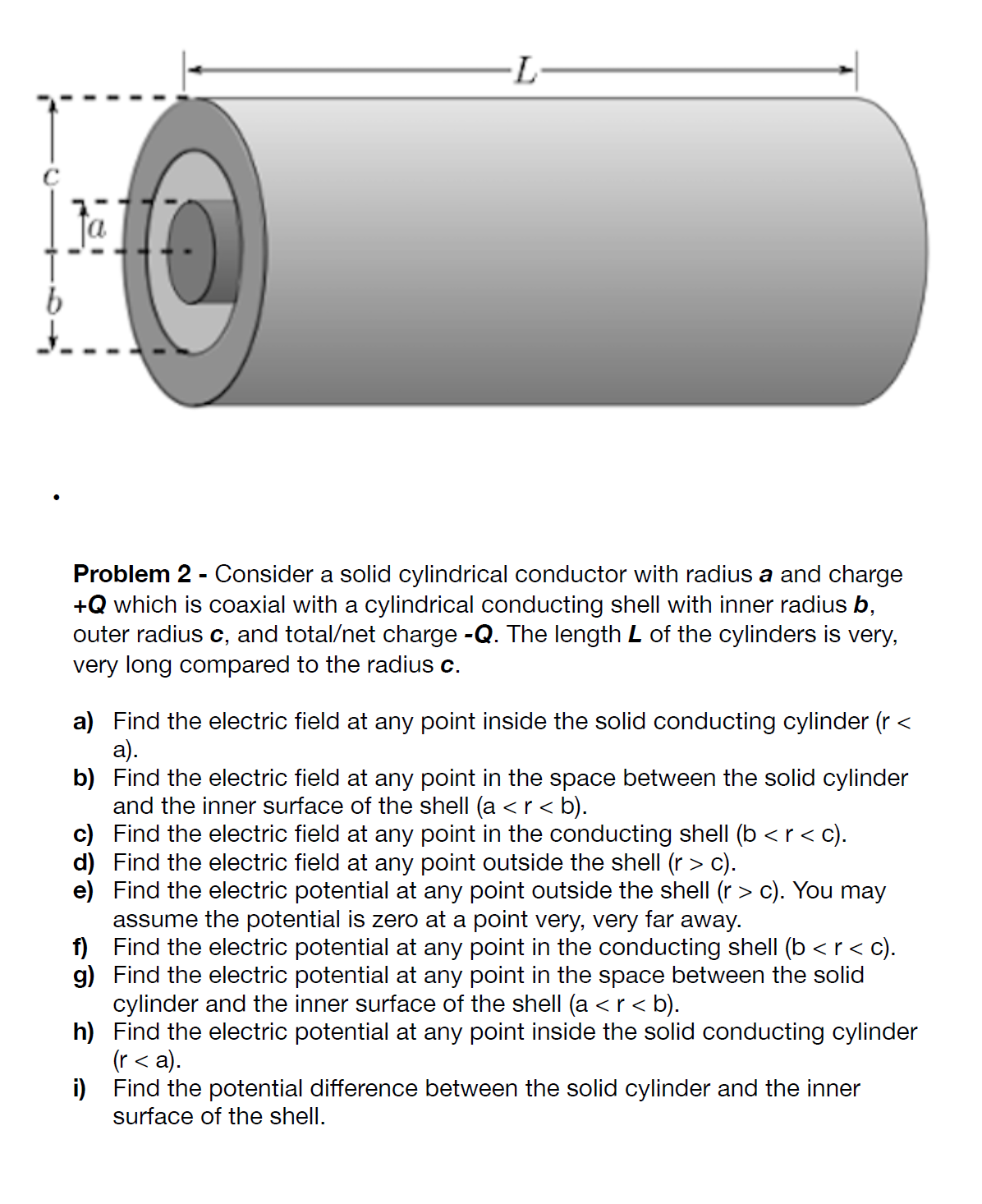 Solved Consider a solid cylindrical conductor with radius a | Chegg.com