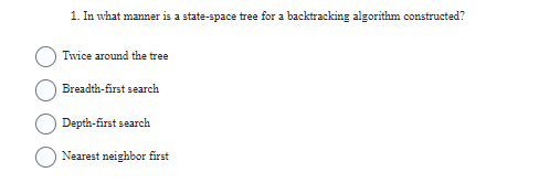 Solved 1. In what manner is a state-space tree for a | Chegg.com
