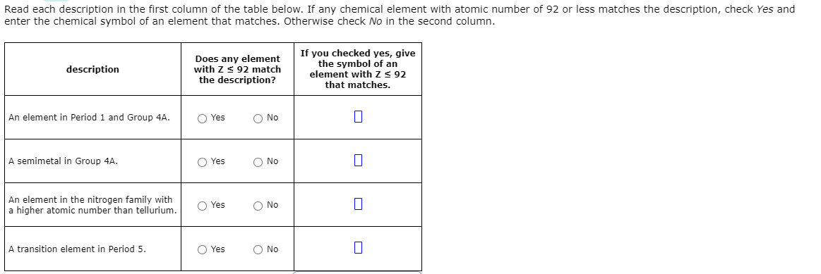 Solved Read each description in the first column of the | Chegg.com