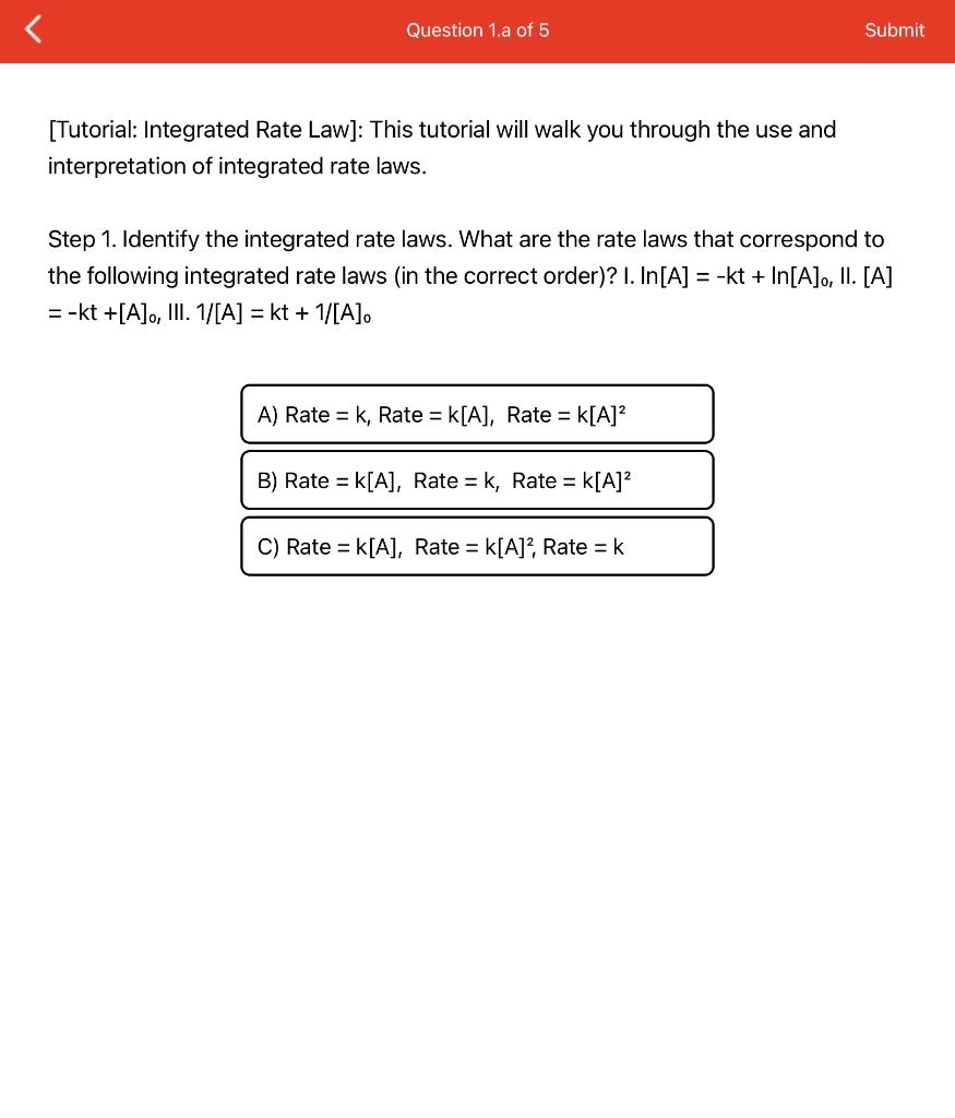 Solved [Tutorial: Integrated Rate Law]: This tutorial will | Chegg.com