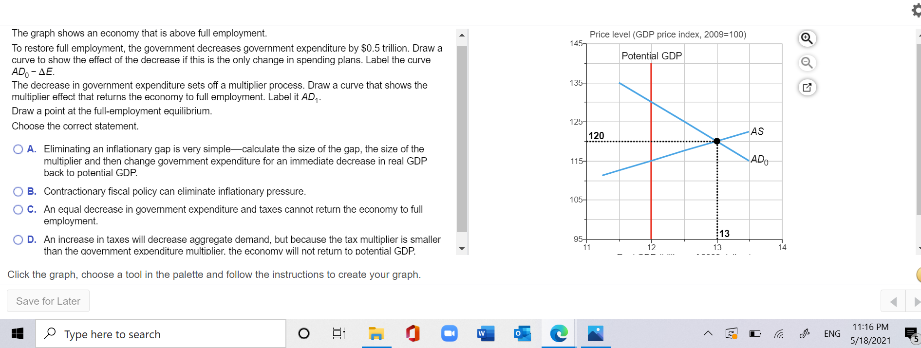 Solved Price level (GDP price index, 2009=100) 145 Potential | Chegg.com