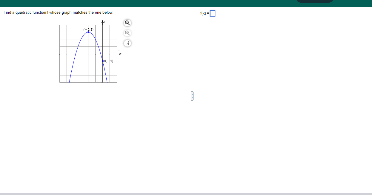 Solved Find A Quadratic Function F Whose Graph Matches The 9506
