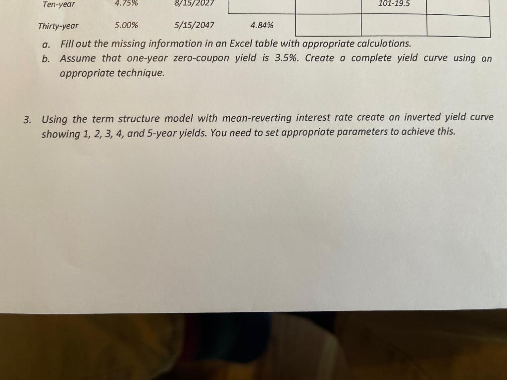a. Fill out the missing information in an Excel table | Chegg.com