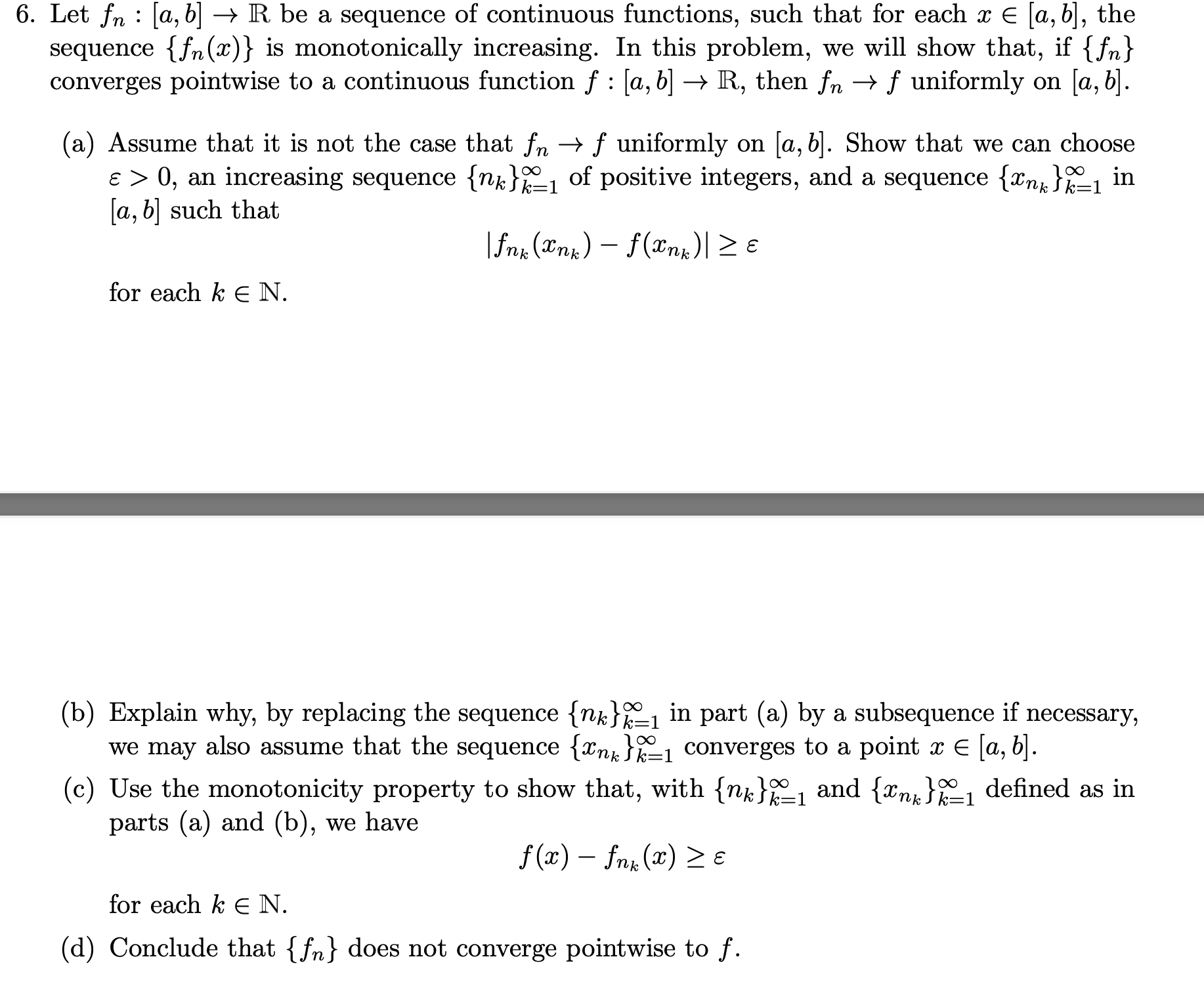 . Let fn:[a,b]→R be a sequence of continuous | Chegg.com