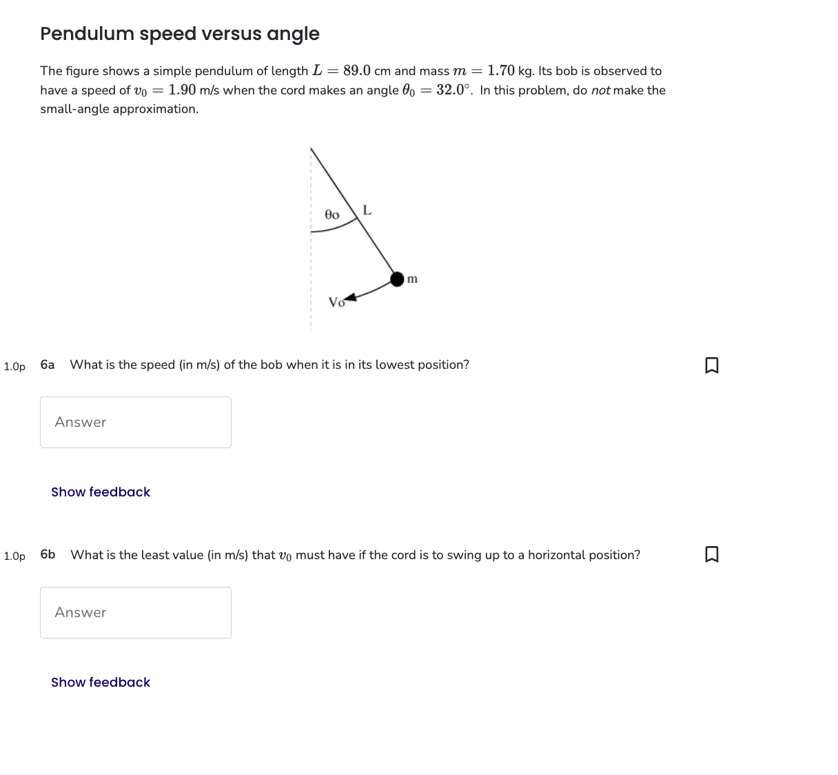 Solved Pendulum speed versus angleThe figure shows a simple | Chegg.com