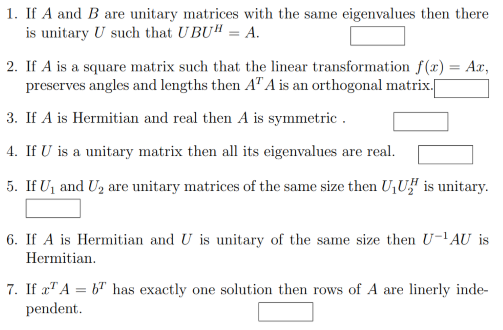 Solved 1. If A and B are unitary matrices with the same | Chegg.com