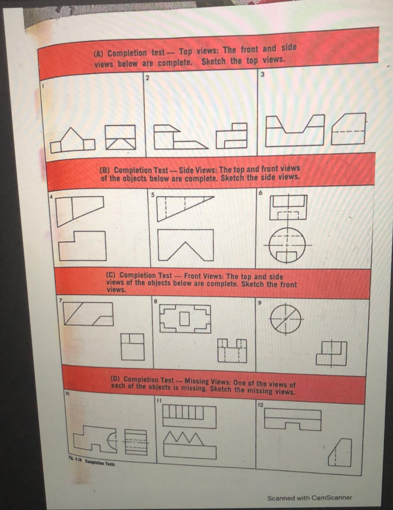 Solved completion test: missing views - sketch the missing | Chegg.com