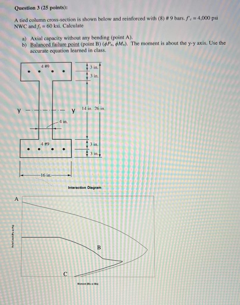 Solved Question 3 (25 points): A tied column cross-section | Chegg.com