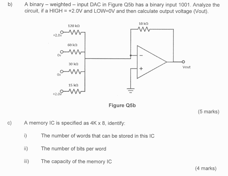 Solved B A Binary Weighted Input Dac In Figure Q5b Has 