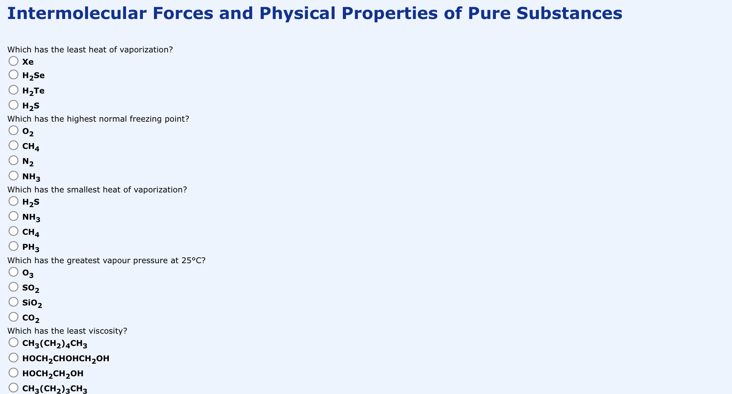 Solved Intermolecular Forces and Physical Properties of Pure | Chegg.com