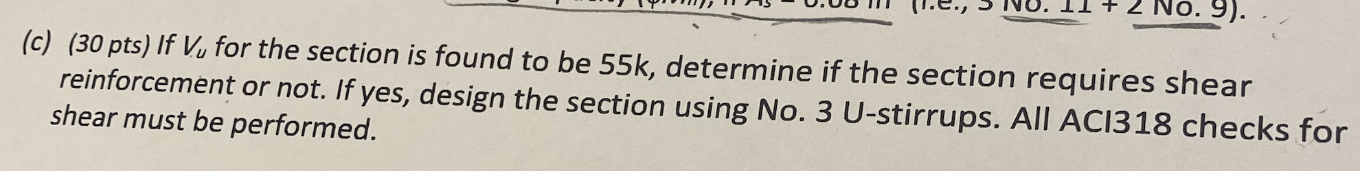 Solved (c) (30 pts) If Vu for the section is found to be | Chegg.com