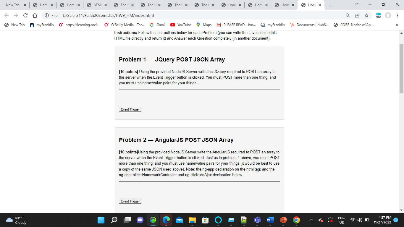 Solved [10 points] Using the provided NodeJS Server write | Chegg.com