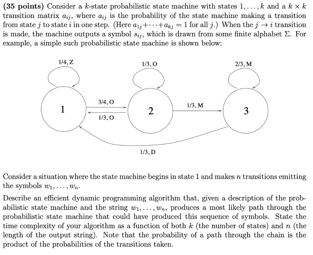(35 points) Consider a k-state probabilistic state | Chegg.com