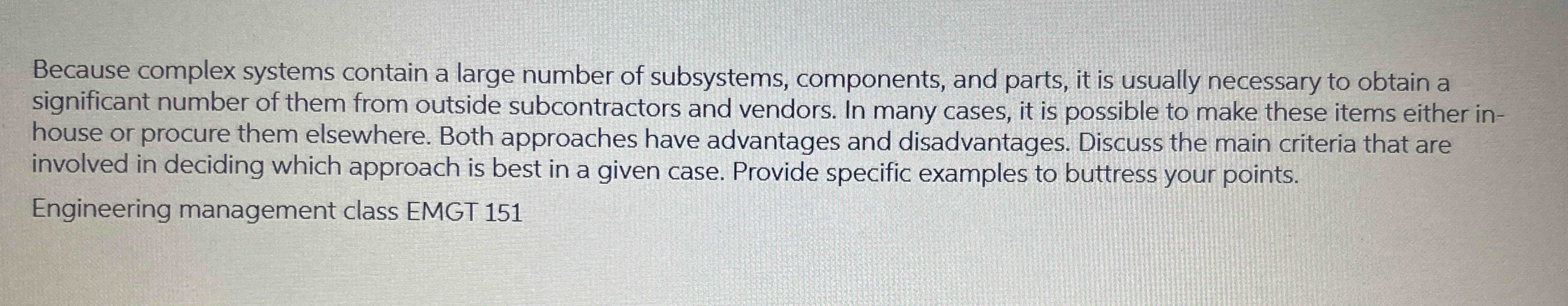 Solved Because complex systems contain a large number of | Chegg.com