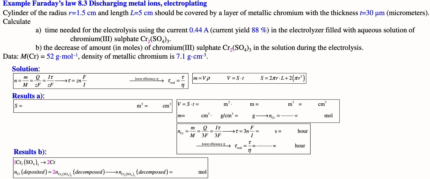 Solved Example Faraday's law 8.3 Discharging metal ions, | Chegg.com Solved Example Faraday's law 8.3 Discharging metal ions, | Chegg.com