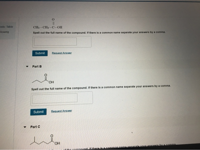 Solved O odic Table CH3-CH2-C-OH lowing Spell out the full | Chegg.com