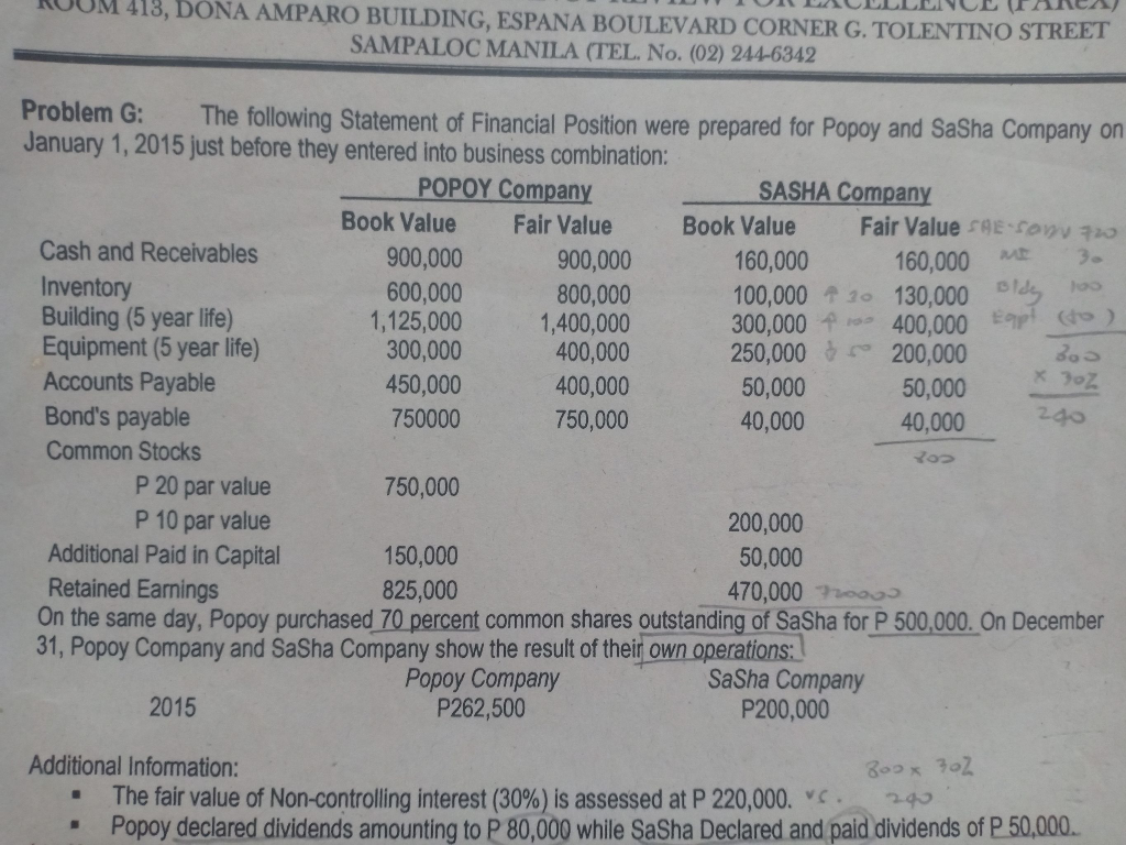 Solved 1. How much is the amount of goodwill or income from | Chegg.com