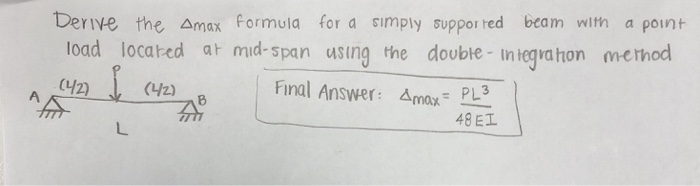 Solved Derive the Amax formula for a simply suppor ted beam | Chegg.com