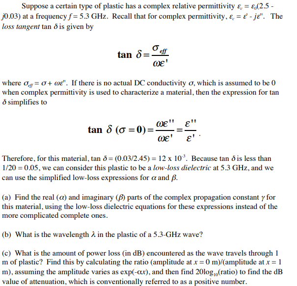 Suppose a certain type of plastic has a complex | Chegg.com