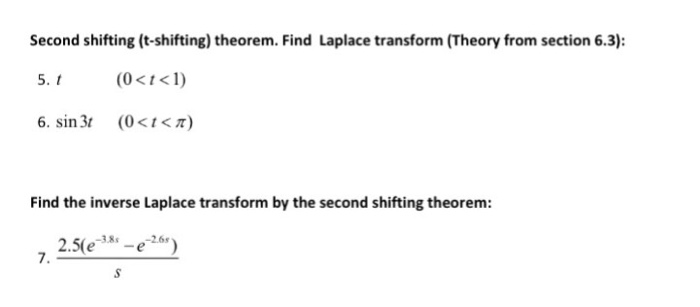Solved Second shifting (t-shifting) theorem. Find Laplace | Chegg.com