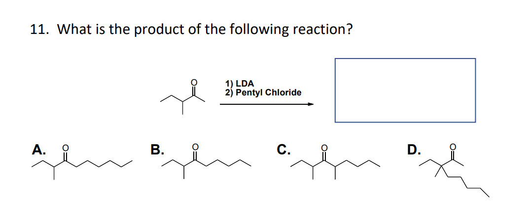 Solved 11. What is the product of the following reaction? 1) | Chegg.com