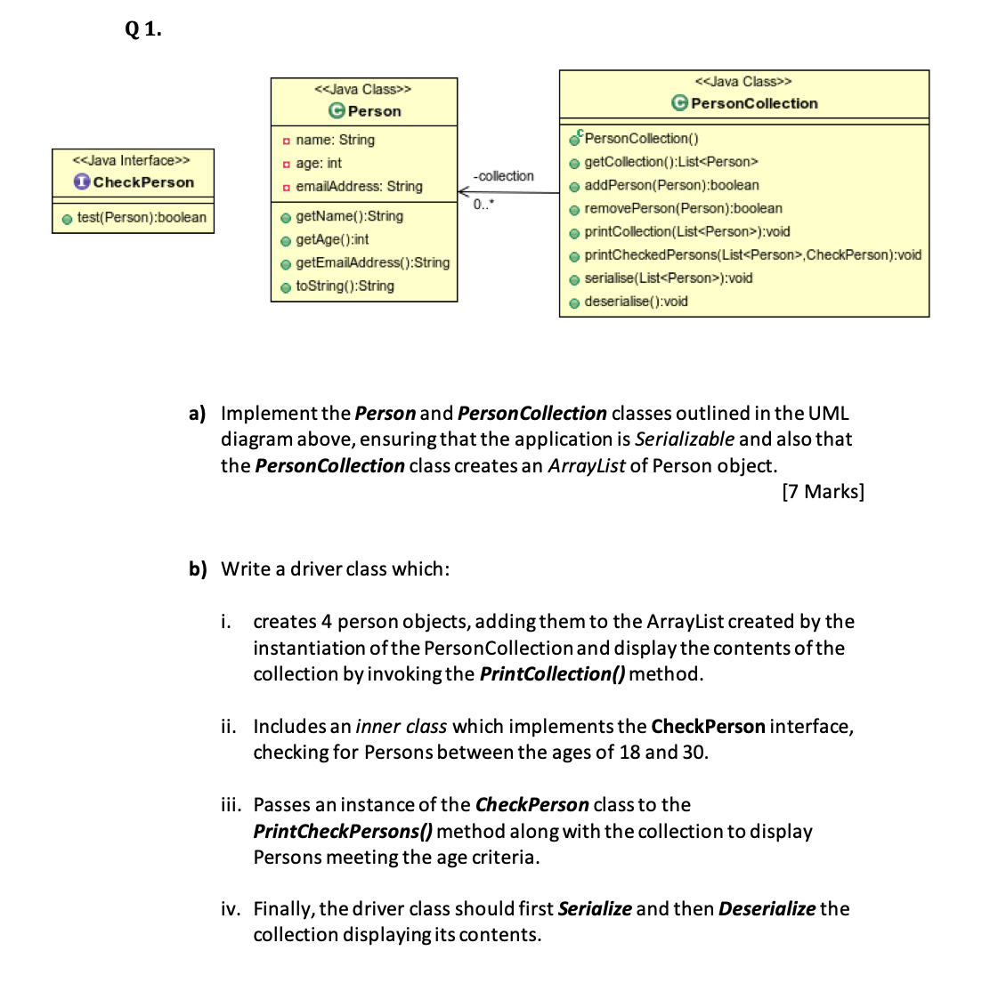Solved a) Implement the Person and PersonCollection | Chegg.com