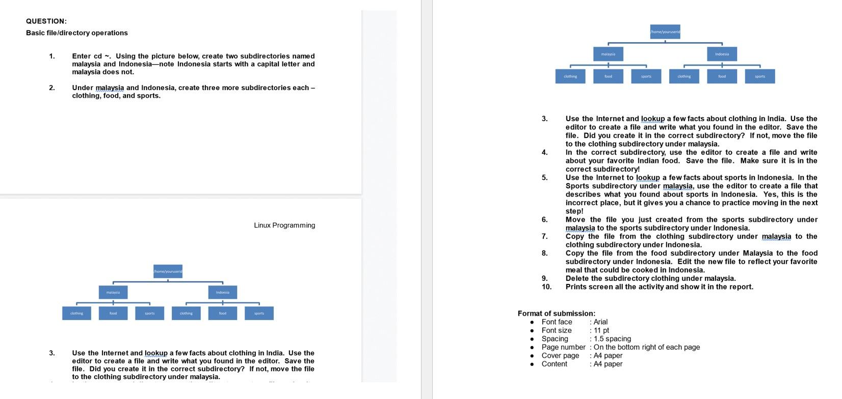 Solved QUESTION: Basic file/directory operations 1. Enter cd | Chegg.com