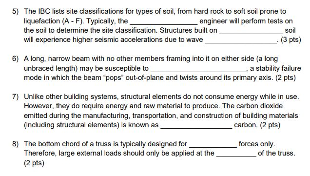 Solved 5) The IBC lists site classifications for types of | Chegg.com