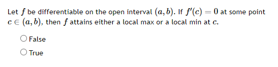 Solved Let f be differentiable on the open interval (a,b). | Chegg.com