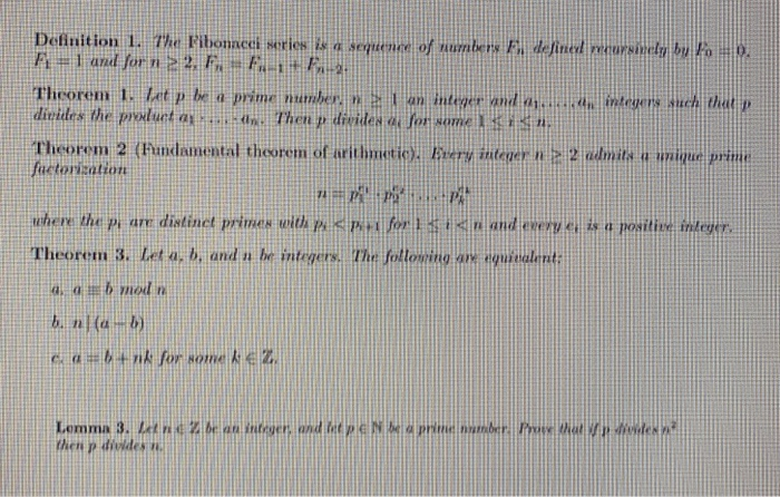 Solved defined urinely by to Definition 1. The Fibonacci | Chegg.com