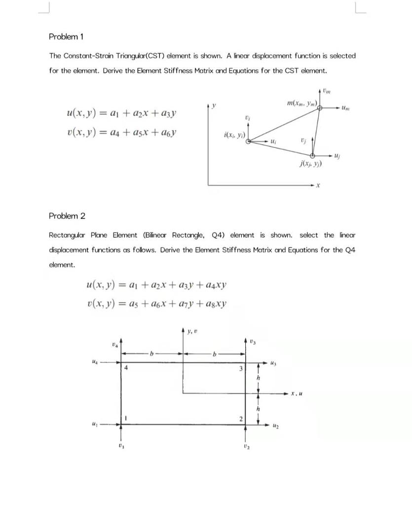 Solved Problem 1 The Constant-Strain Triangular(CST) element | Chegg.com