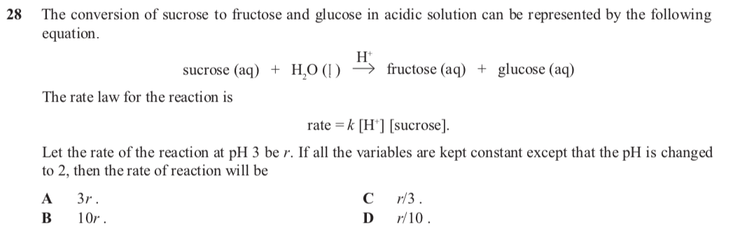 Solved Questions 28 - 30 The rate of a reaction is the rate | Chegg.com