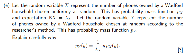 Solved (e) Let the random variable X represent the number of | Chegg.com
