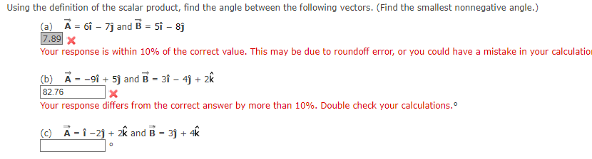 Solved Using the definition of the scalar product, find the | Chegg.com