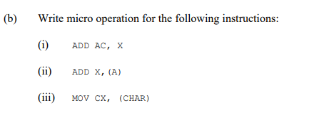 Solved (b) Write micro operation for the following | Chegg.com