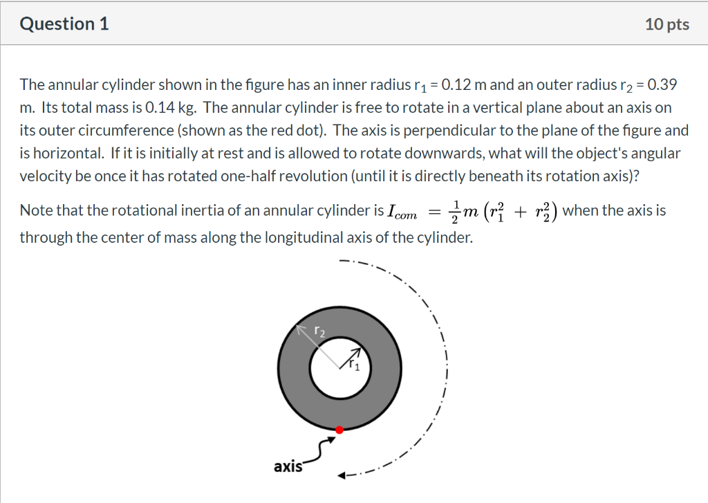 Solved Question 1 10 pts The annular cylinder shown in the | Chegg.com