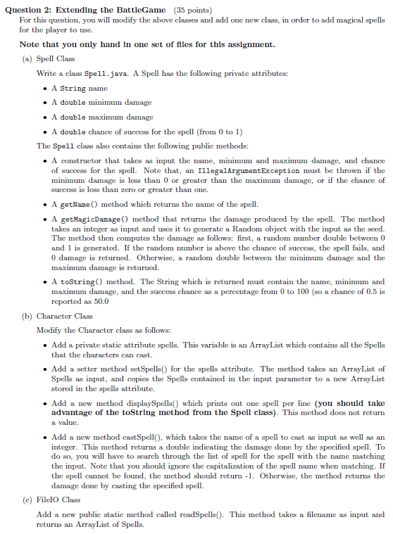 Solved Question 1: Battle Game For this question, you will | Chegg.com