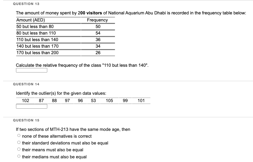 Solved Calculate the relative frequency of the class "110 | Chegg.com